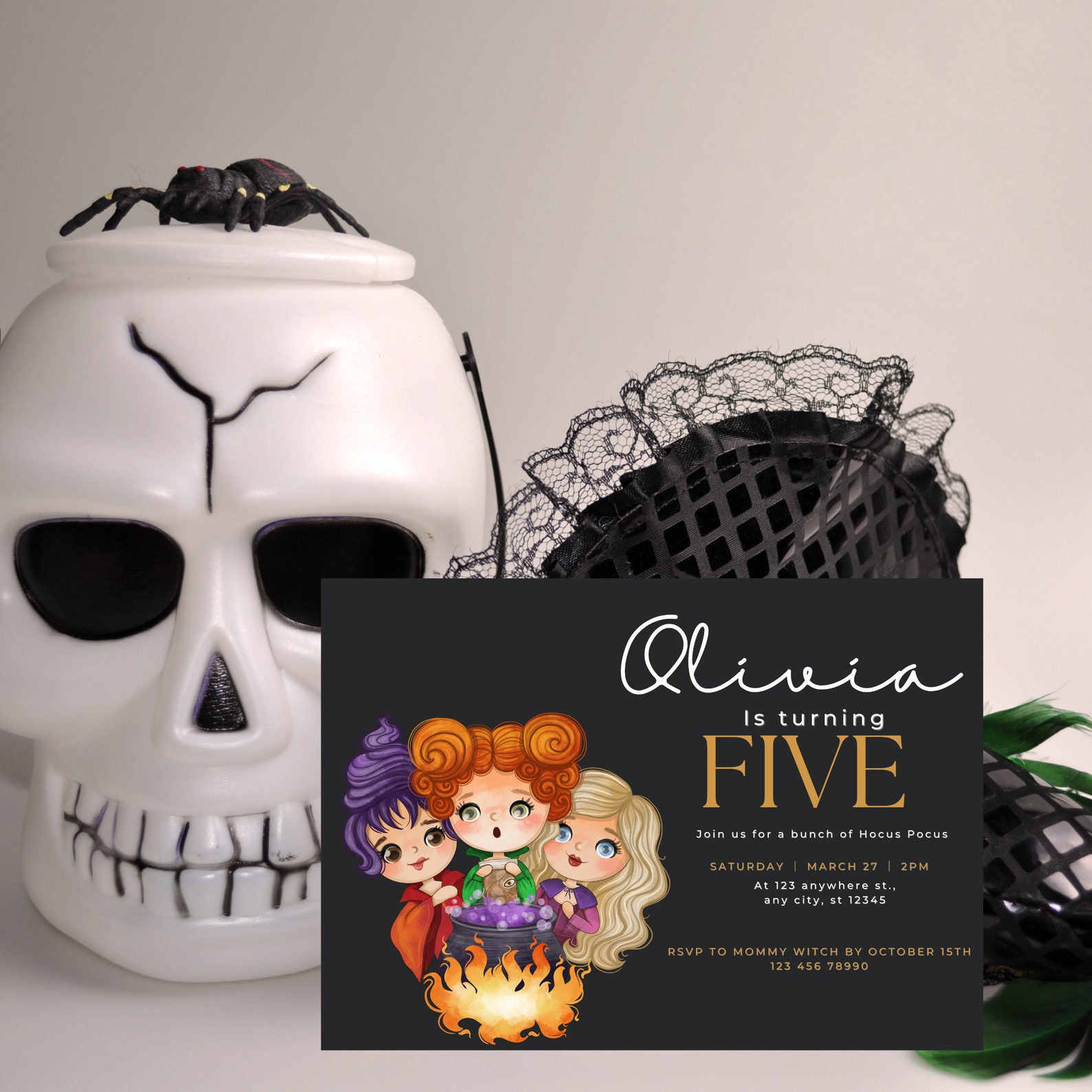 Hocus Pocus Birthday Invitations, Kids Scary Halloween Birthday ...