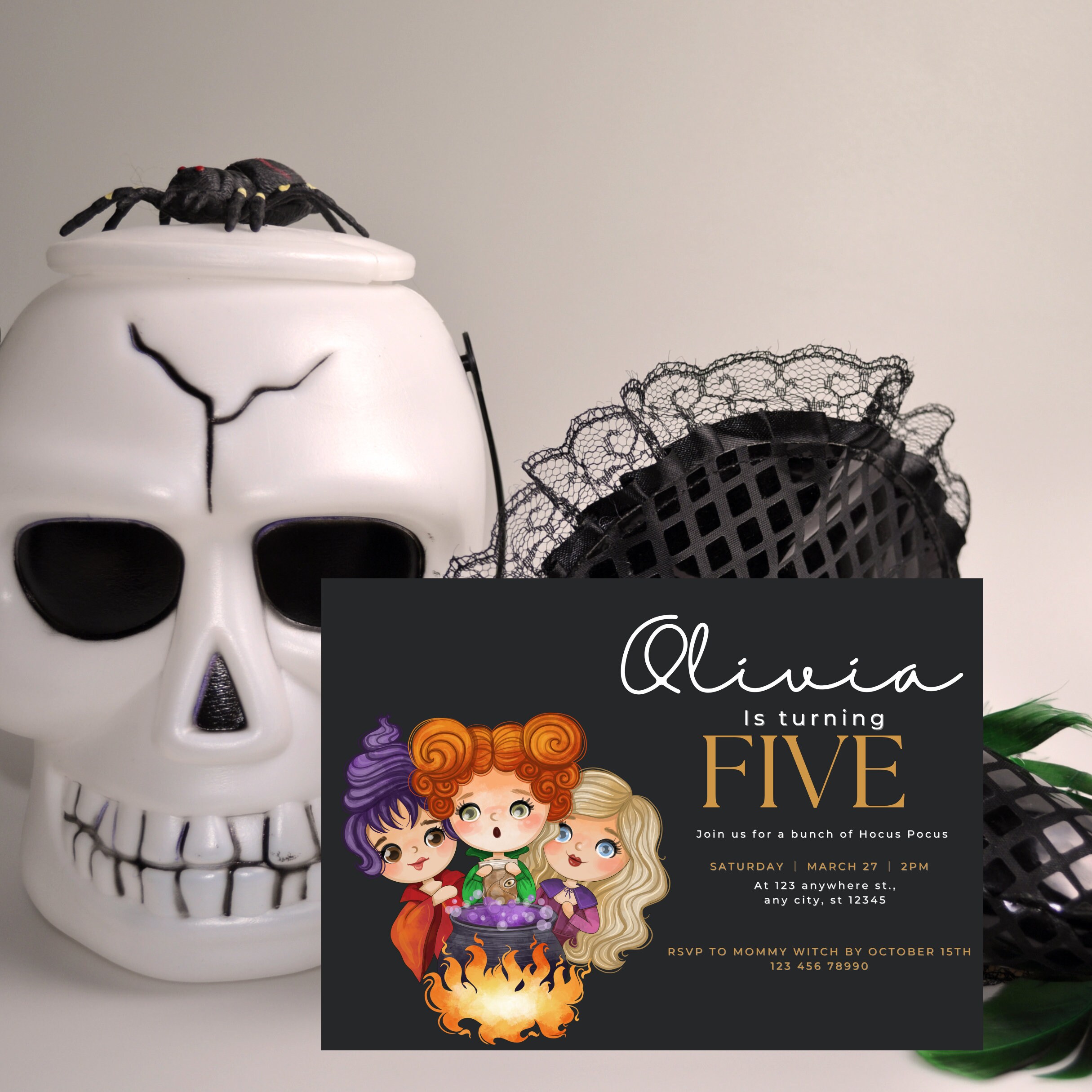 Hocus Pocus Birthday Invitations, Kids Scary Halloween Birthday ...