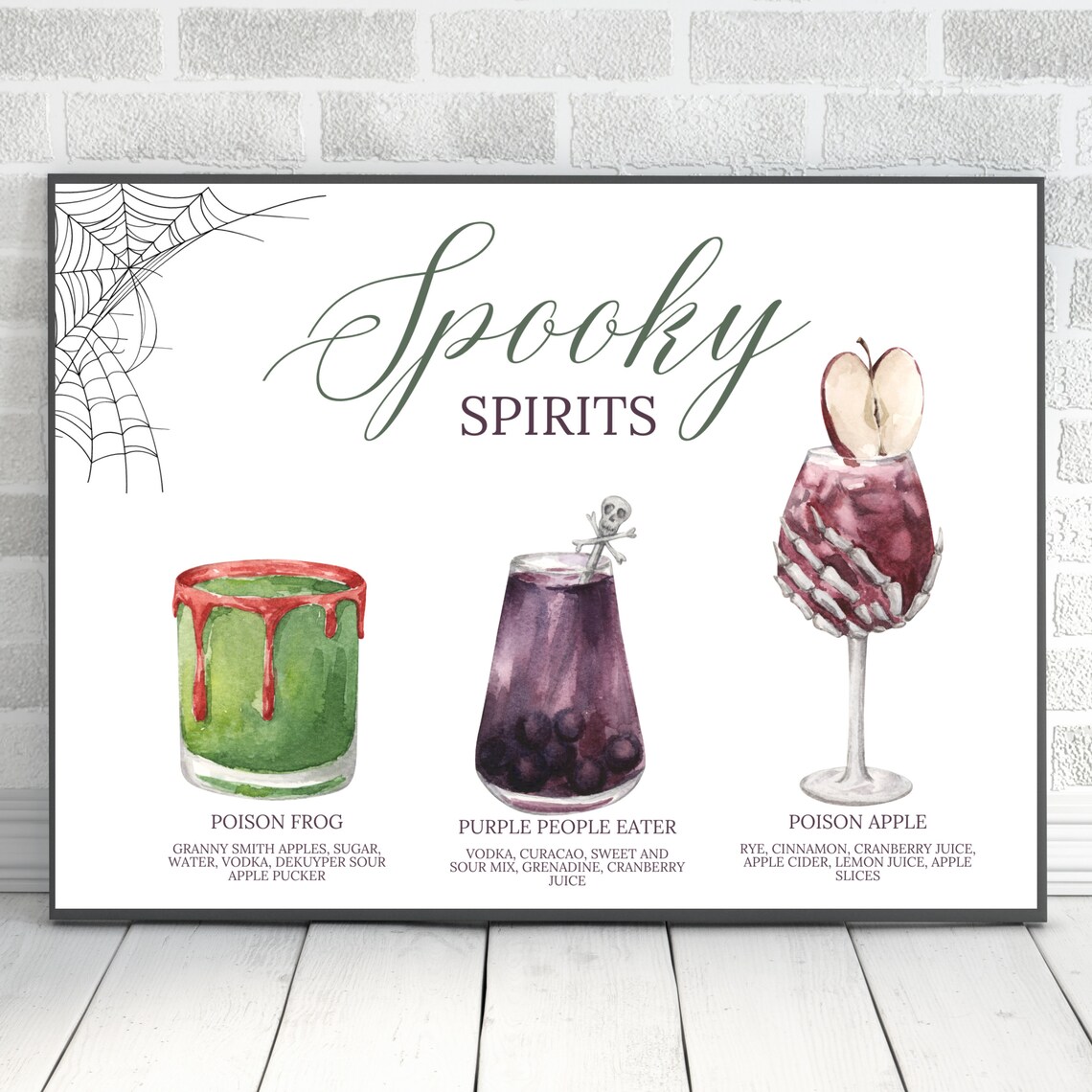 Halloween Cocktail Sign, Signature Spooky Printable Sign, Editable ...