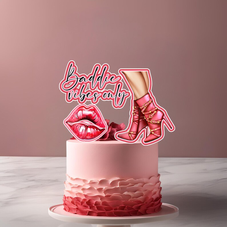 Baddie Vibes Only 3D Cake Topper - Birthday, Bridal Shower, Engagement ...