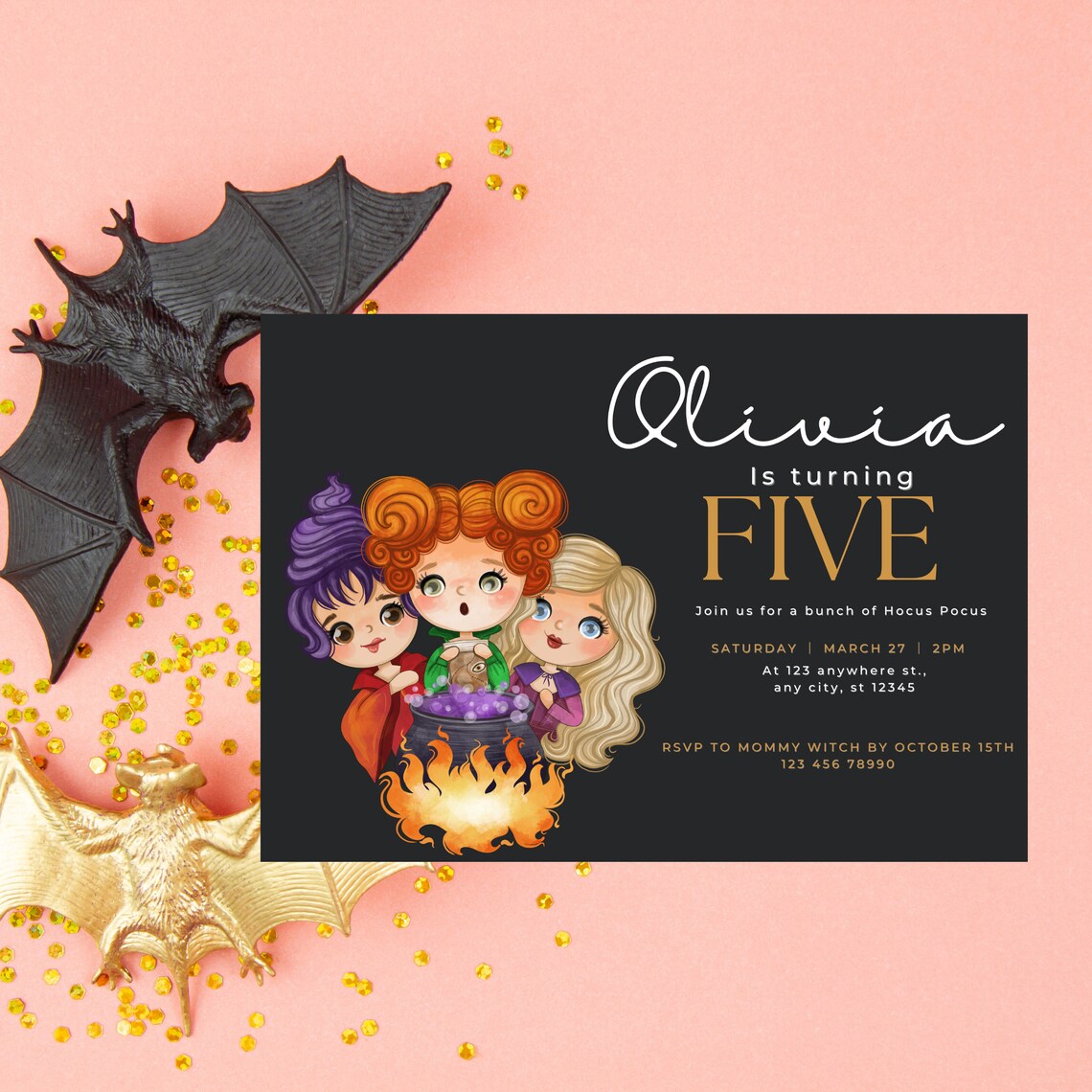 Hocus Pocus Birthday Invitations Kids Scary Halloween - Etsy