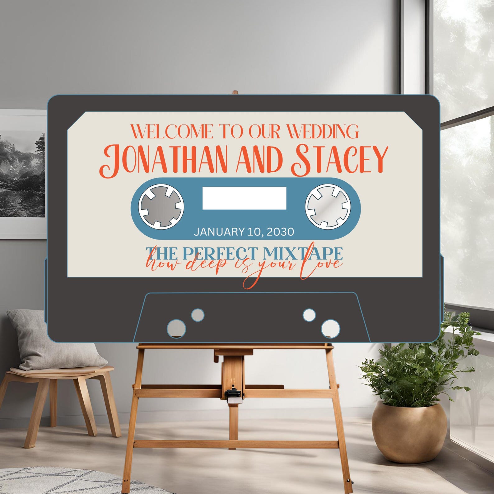 Custom Retro Cassette Wedding Welcome Sign, 70s Party Welcome Sign ...