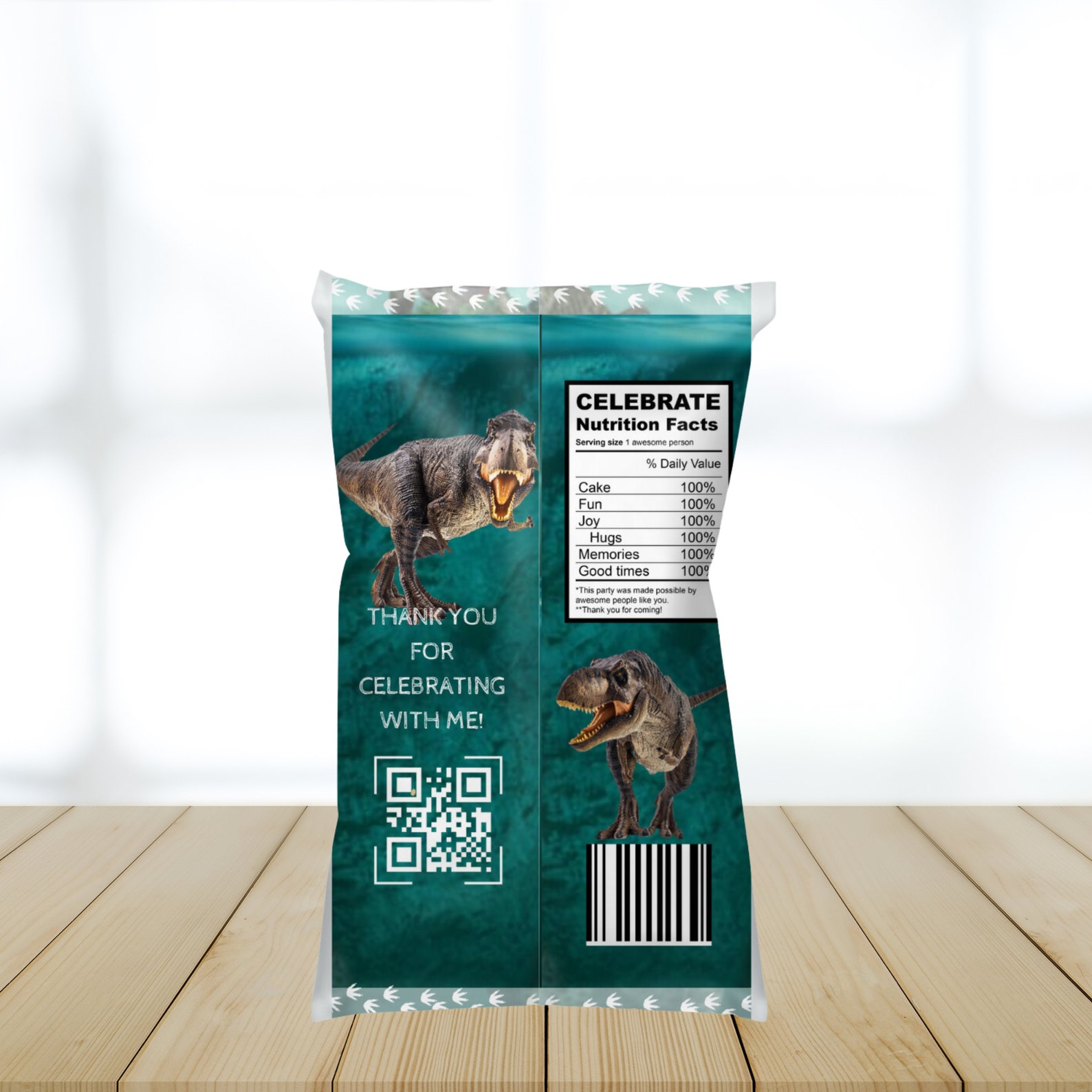 Editable T-rex Chip Bag Template Dinosaur Snacks Treat Bag - Etsy