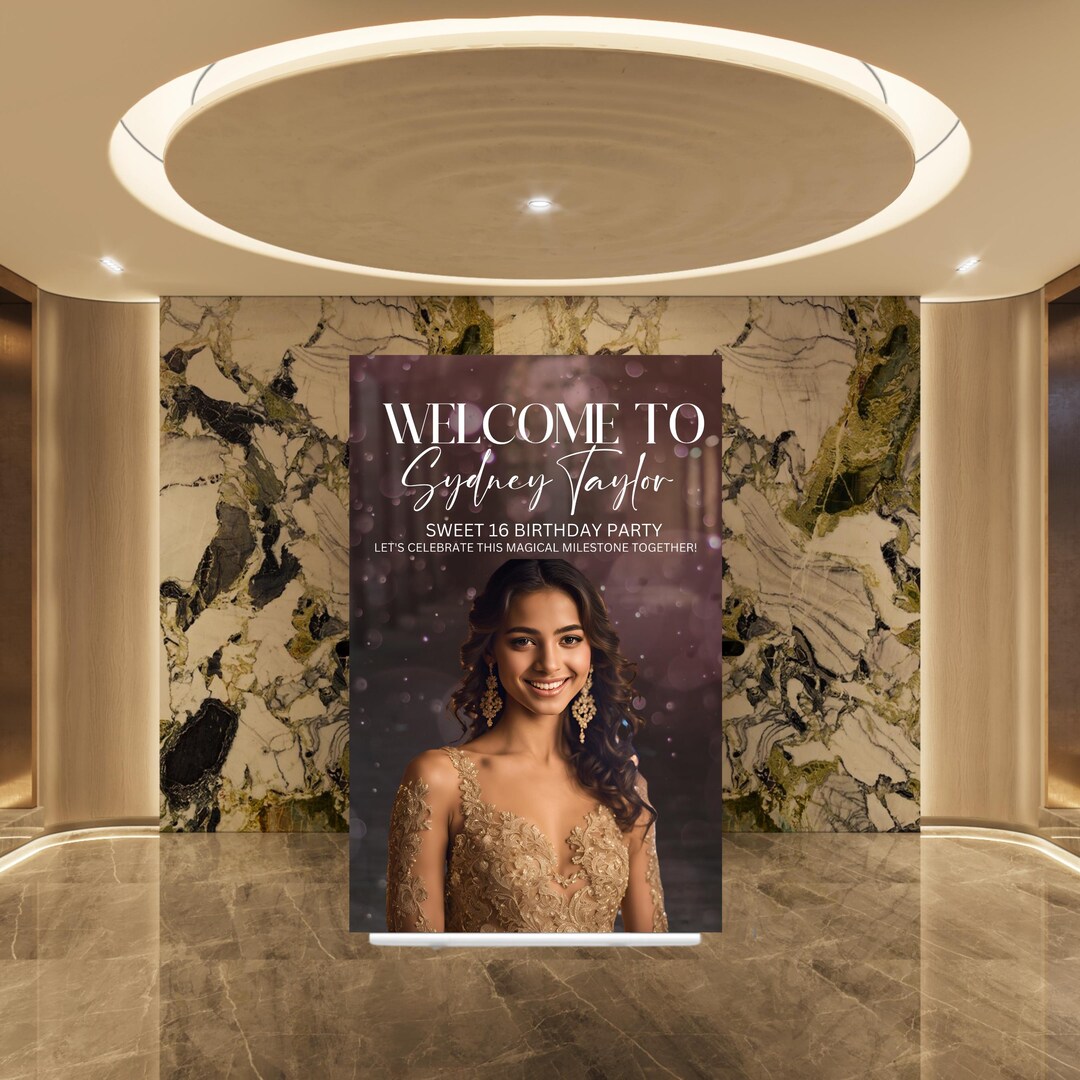 Custom Sweet 16 Birthday Welcome Sign | Personalized Fun Facts Banner ...
