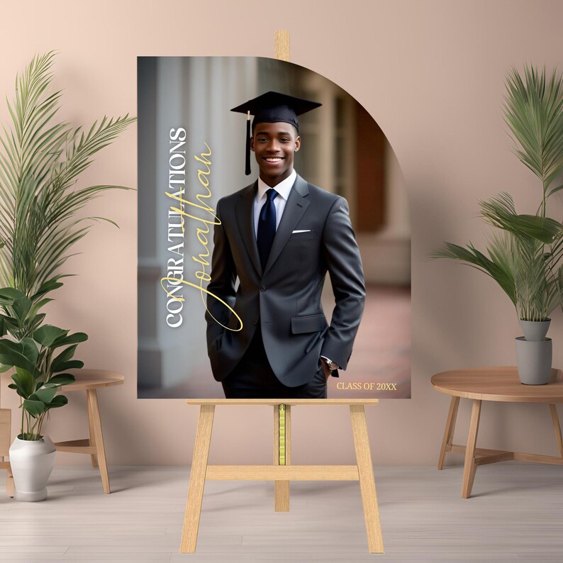 Custom Graduation Photo Welcome Sign - Modern Arch Design on Foam Board ...