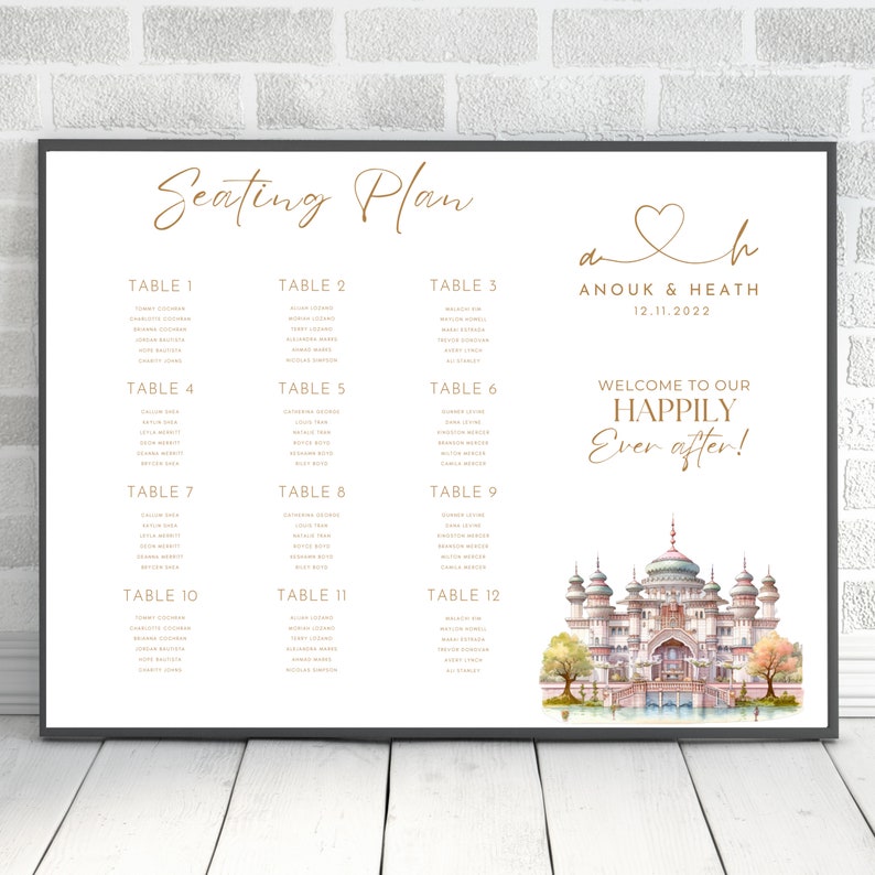 Fairytale Castle Wedding Printable Seating Chart Sign, Princess Wedding ...