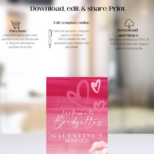 Printable Galentine's Day Welcome Sign Template With Hearts and Lips ...