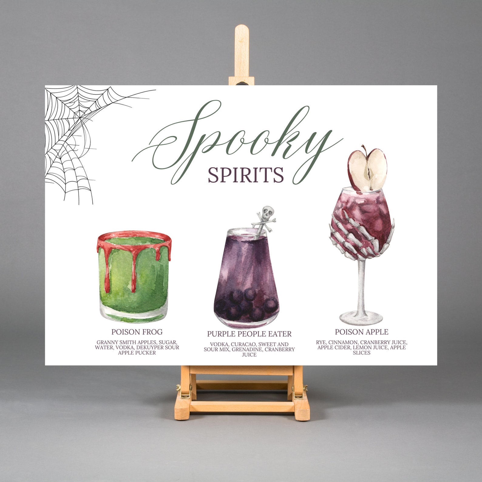 Halloween Cocktail Sign, Signature Spooky Printable Sign, Editable ...