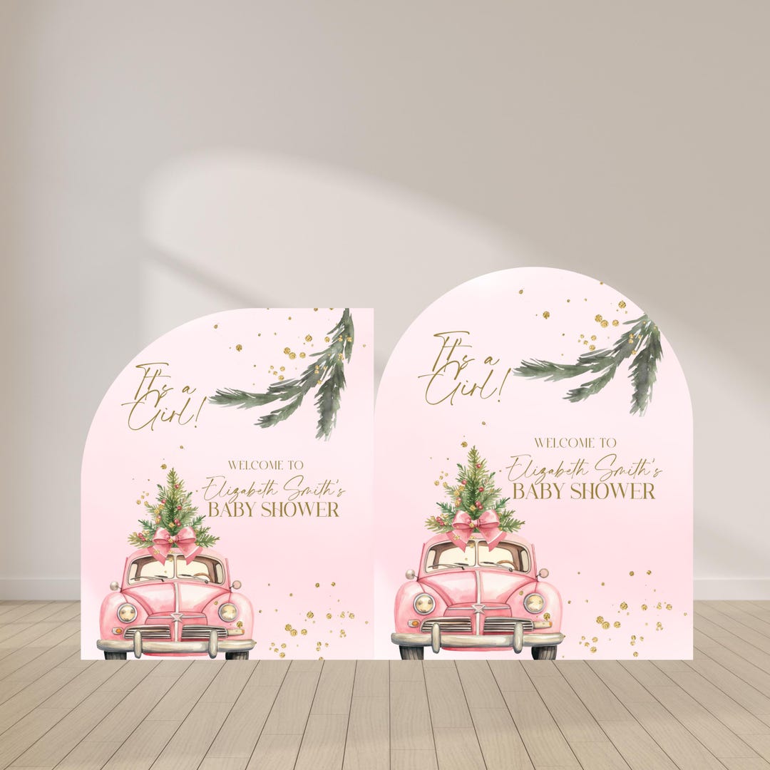 Editable Pink Christmas Car Arch Welcome Sign | Holiday Pink Party Sign ...