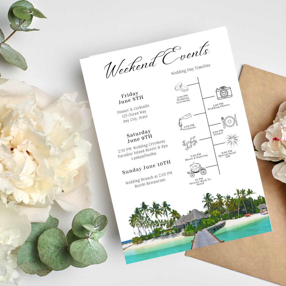 Maldives Island Bachelorette Invitation Template Maldives - Etsy