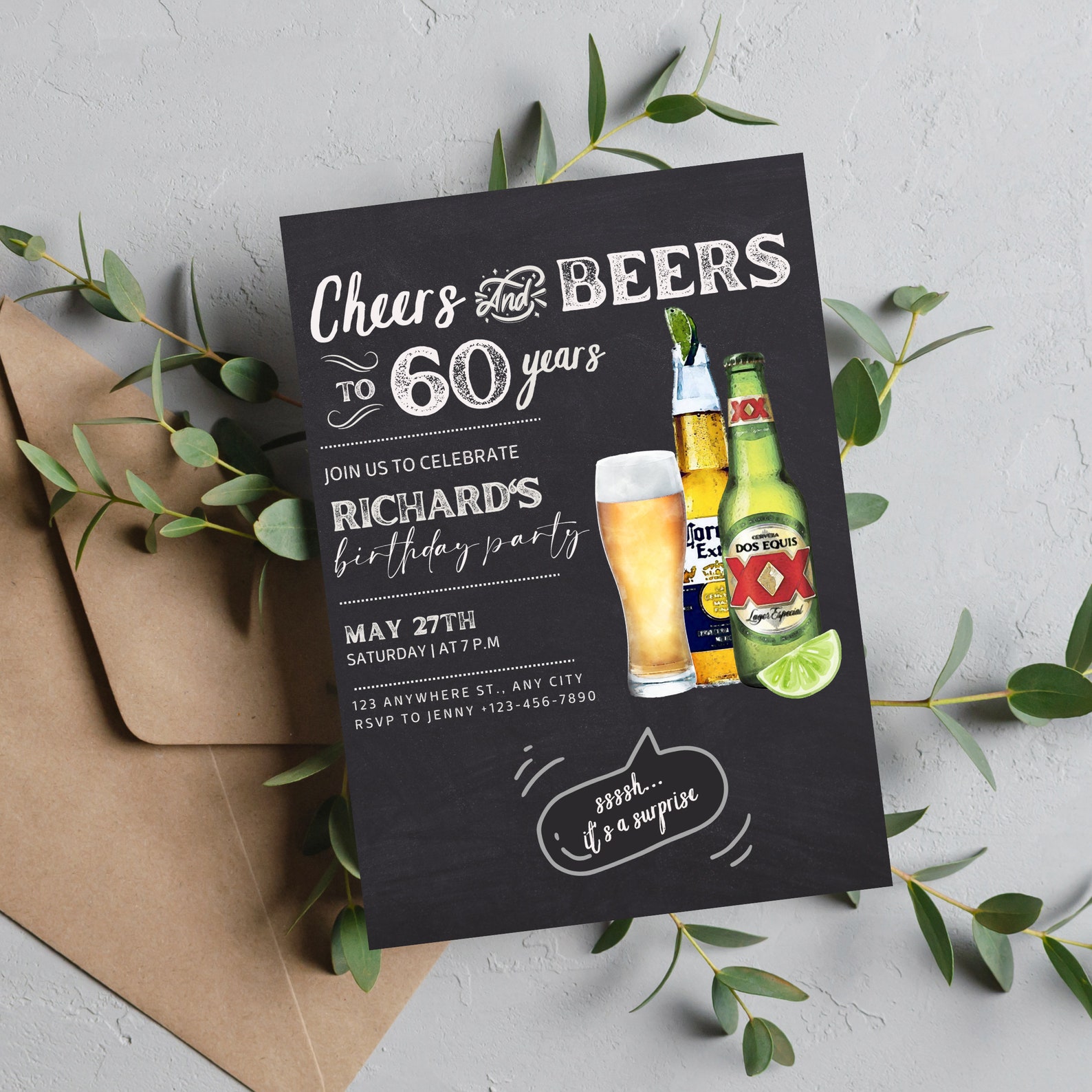 Editable Cheers and Beers Birthday Party Invitation Template, Custom ...