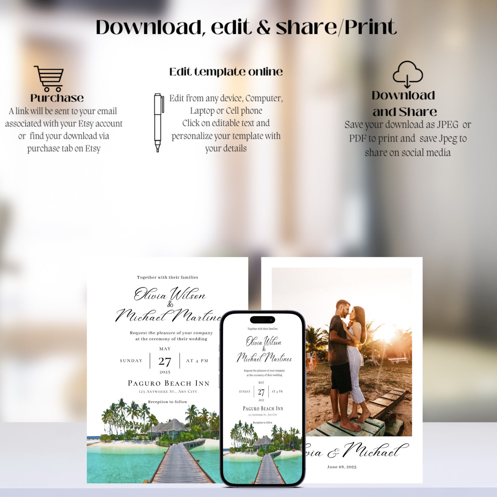 Maldives Island Bachelorette Invitation Template, Maldives Bachelorette ...