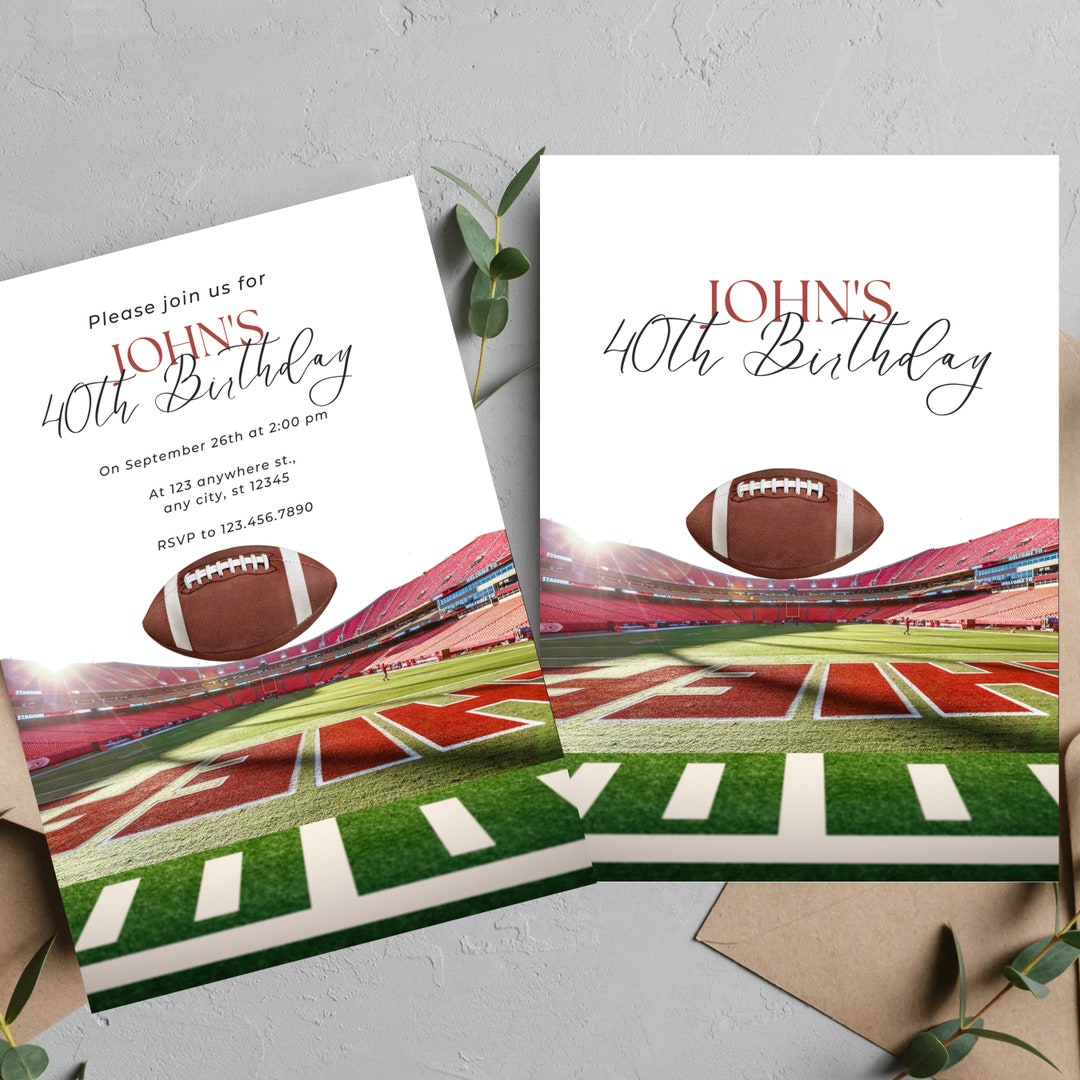 Football Fan Sports Invitation, Custom Sports Invitations, Arrowhead ...