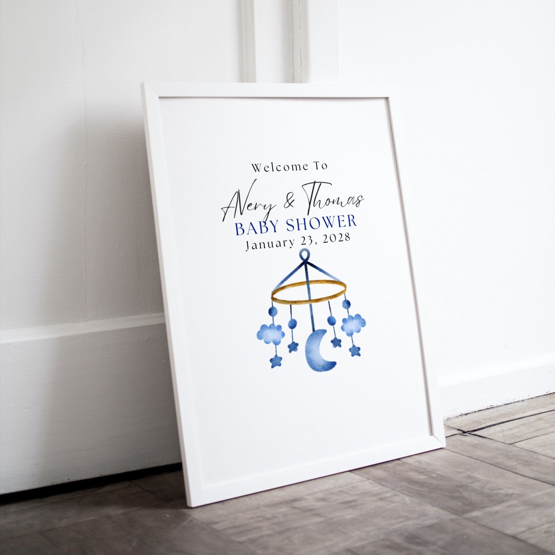 Baby Shower Welcome Sign Template, Boy Baby Shower Printable, Editable ...