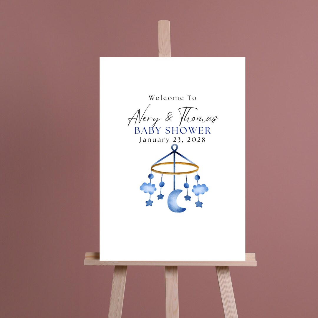 Baby Shower Welcome Sign Template, Boy Baby Shower Printable, Editable ...