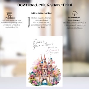 Enchanting Customizable Castle Baby Shower Welcome Sign Template, Fairy ...