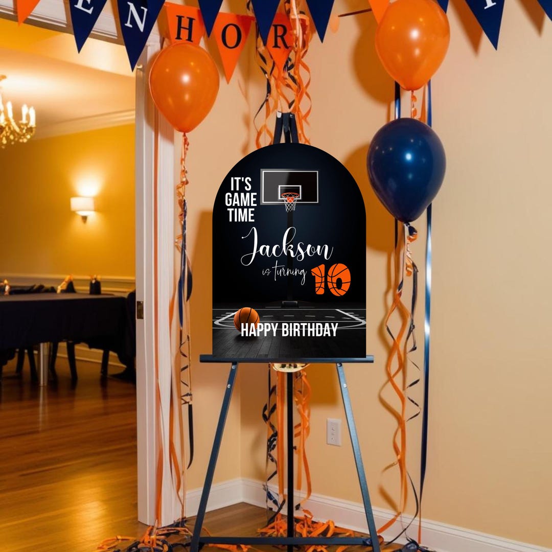 Basketball Birthday Welcome Sign | Personalized Basketball Party Sign ...