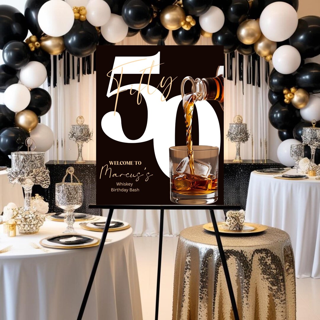 Whiskey Birthday Welcome Sign | Bourbon Party Entrance Sign | Whiskey ...