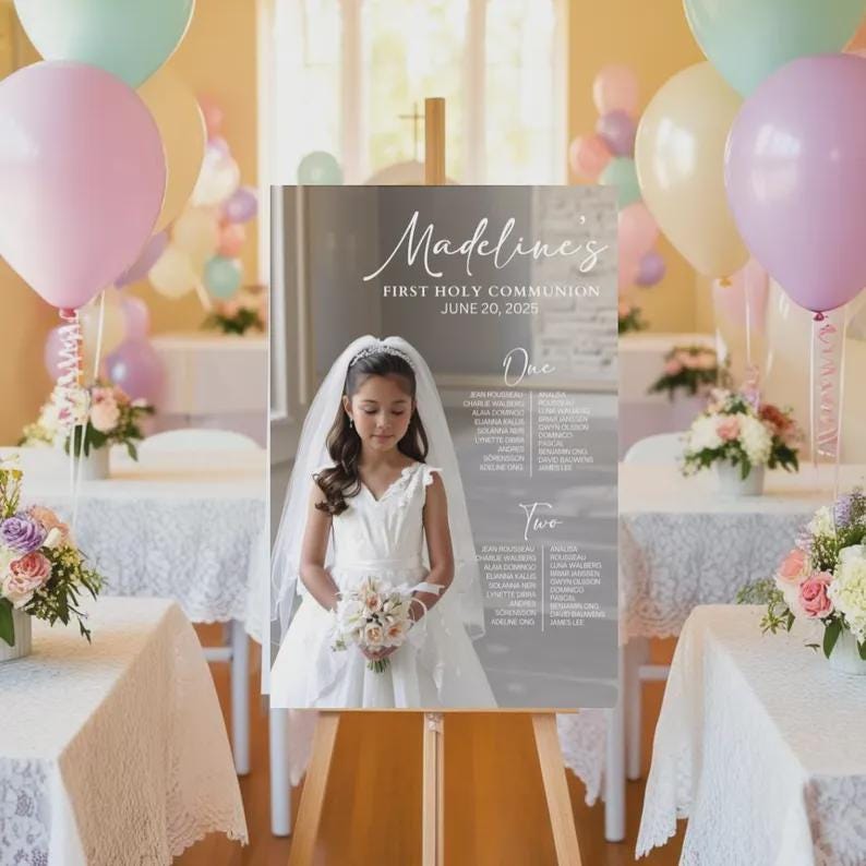 First Communion Seating Chart Template Editable, Photo Seating Chart ...