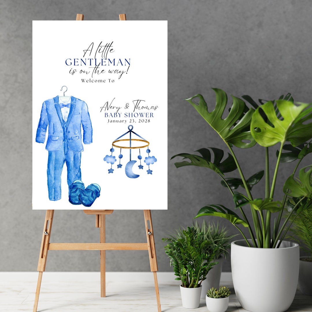A Little Gentleman Baby Shower Welcome Sign Template, Boy Baby Shower ...