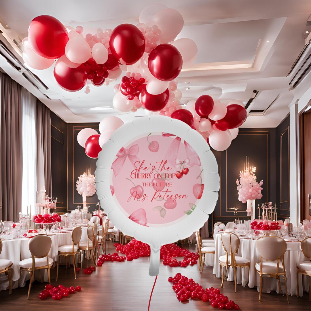 Custom Cherry on Top Balloon | 22" Helium Bridal Shower Balloon Decor ...