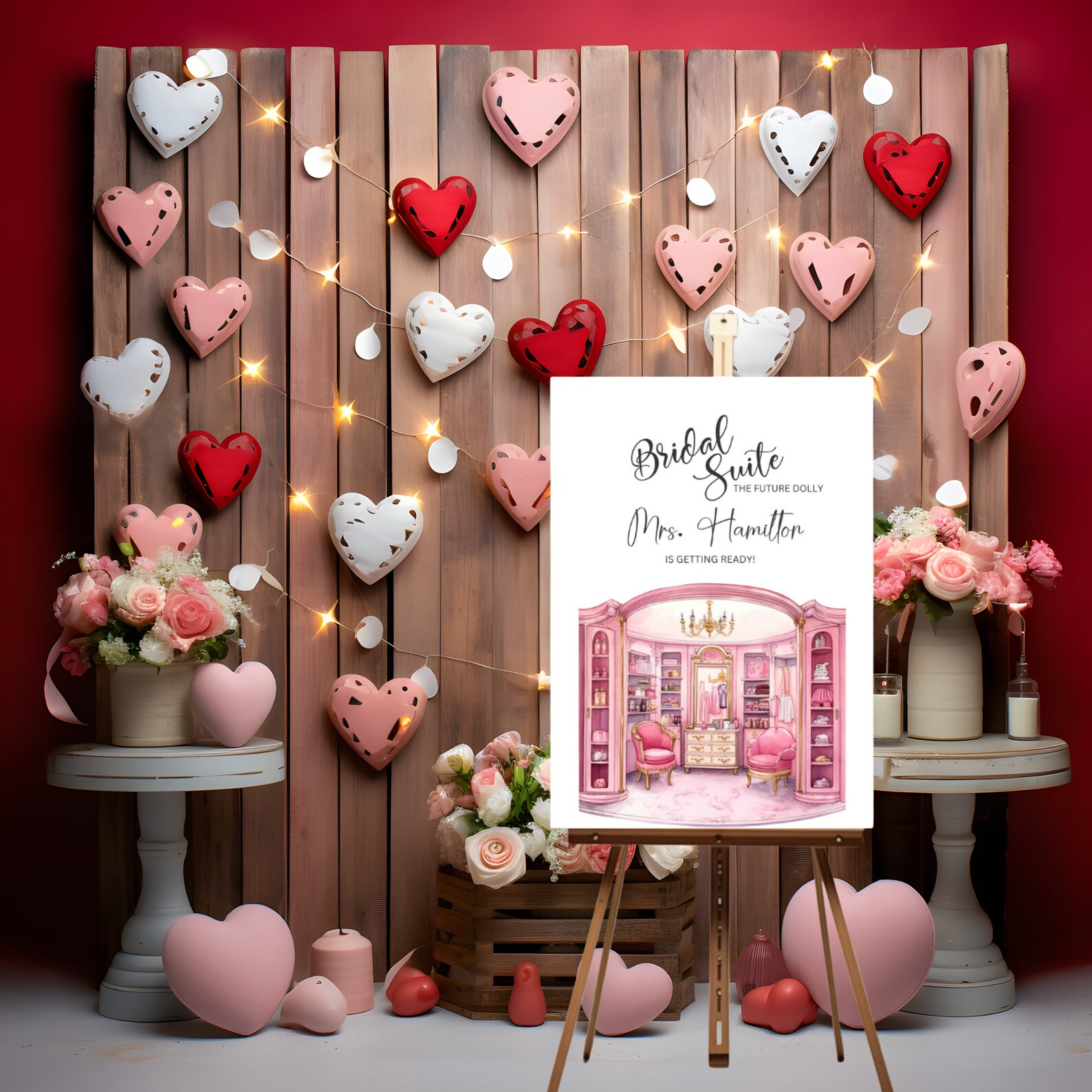 Editable Pink Bridal Suite Sign - Customizable Pink-themed Bridal Signs ...