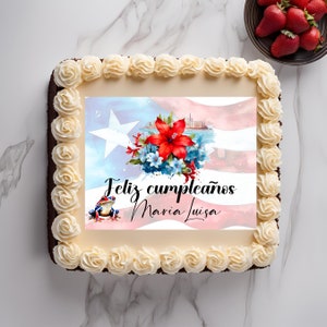 Custom Edible Puerto Rico Birthday Cake Topper | Personalized Skyline ...