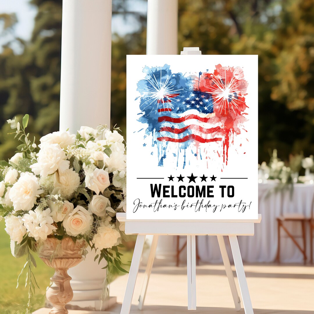 Editable 4th of July Party Welcome Sign Template - Printable BBQ ...