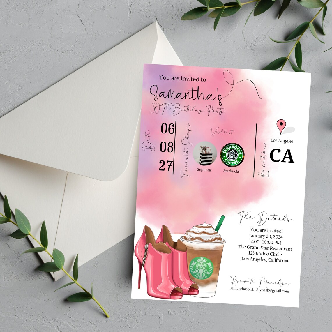 Ladies Birthday Coffee Lover Invitation, Printable Weekend Birthday ...