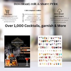 Whiskey and Cigar Birthday Bar Menu Sign, Men's Cigar Birthday Banner ...