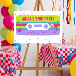 Retro 90s Cassette Birthday Welcome Sign - Custom Foam Board Party Sign ...