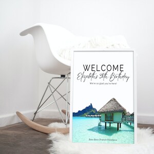 Bora Bora Birthday Welcome Sign, French Polynesia Beach Banner ...