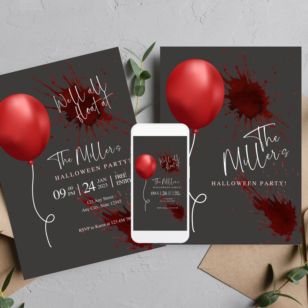 Halloween Party Invitation Template, Horror Printable Invitations, Killer Costume Party Invite ...