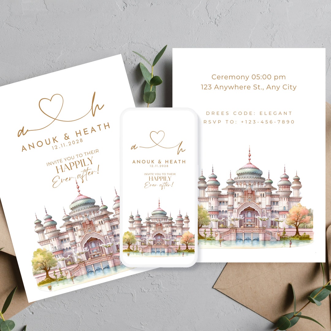 Fairytale Castle Wedding Printable Invitation, Princess Wedding ...