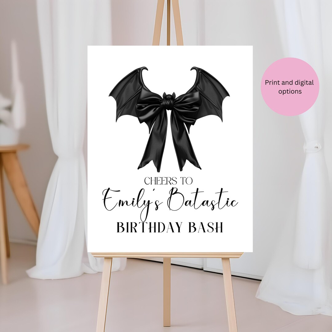 Cheers to a Bat-tastic Birthday Bash! | Editable Personalized Birthday Welcome Sign | Custom ...