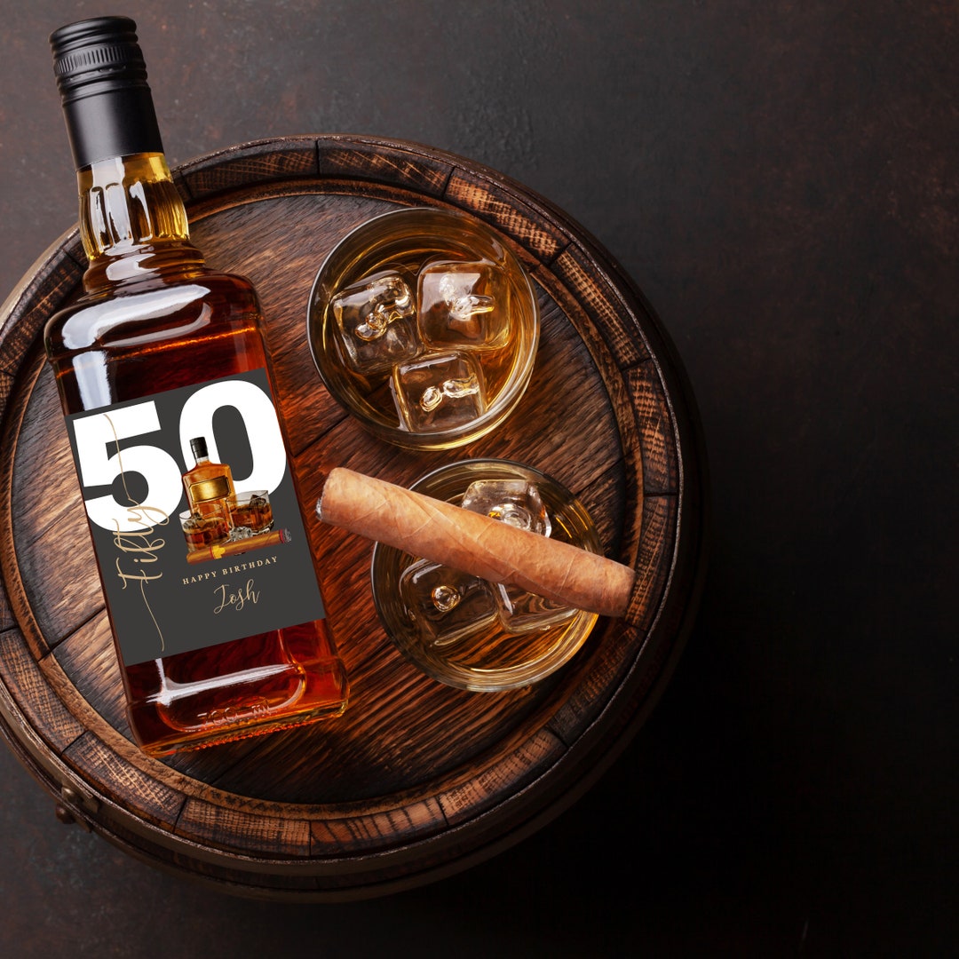 Adult Whiskey Bottle Birthday Label, Editable Any Age Men's Birthday ...
