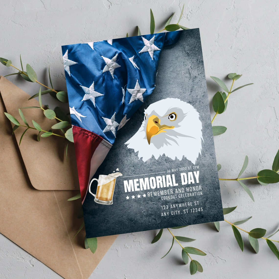 Memorial Day Invitation, Memorial Cookout, Remember and Honor ...