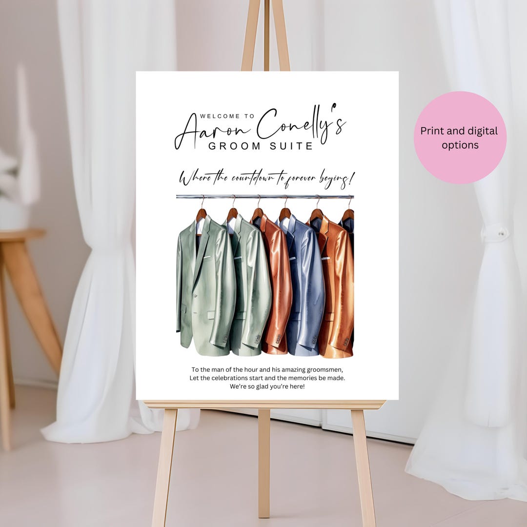 Custom Welcome Sign for Groom and Groomsmen Suite |mist Sage, Copper ...