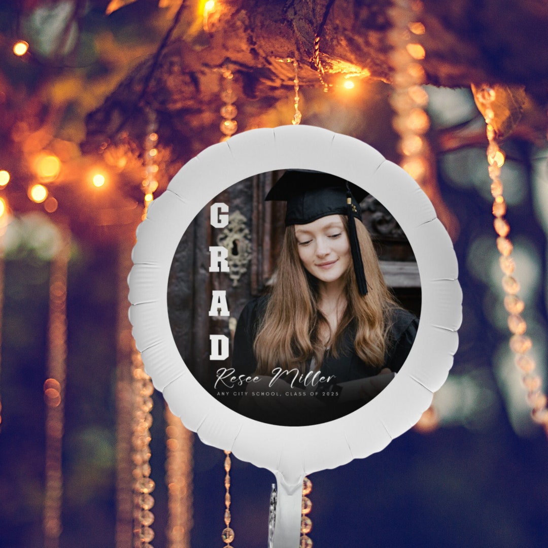 Graduation Balloon With Personalized Photo | Custom Mylar Helium ...