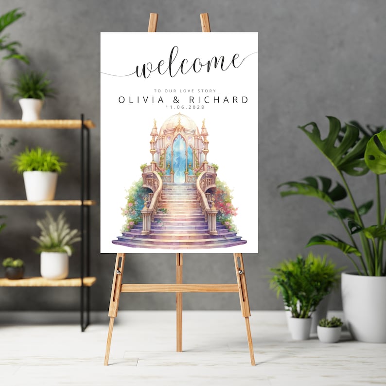 Fairytale Wedding Printable Welcome Sign, Wedding Staircase Party Signs ...