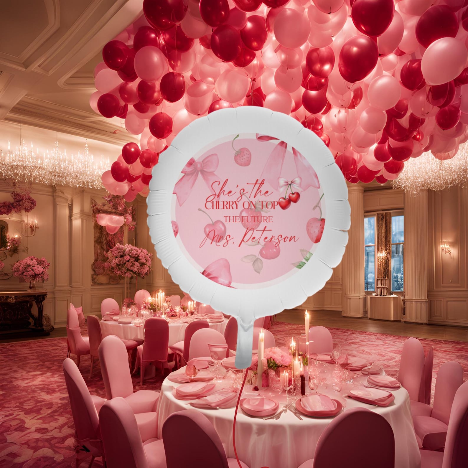 Custom Cherry on Top Balloon | 22" Helium Bridal Shower Balloon Decor ...