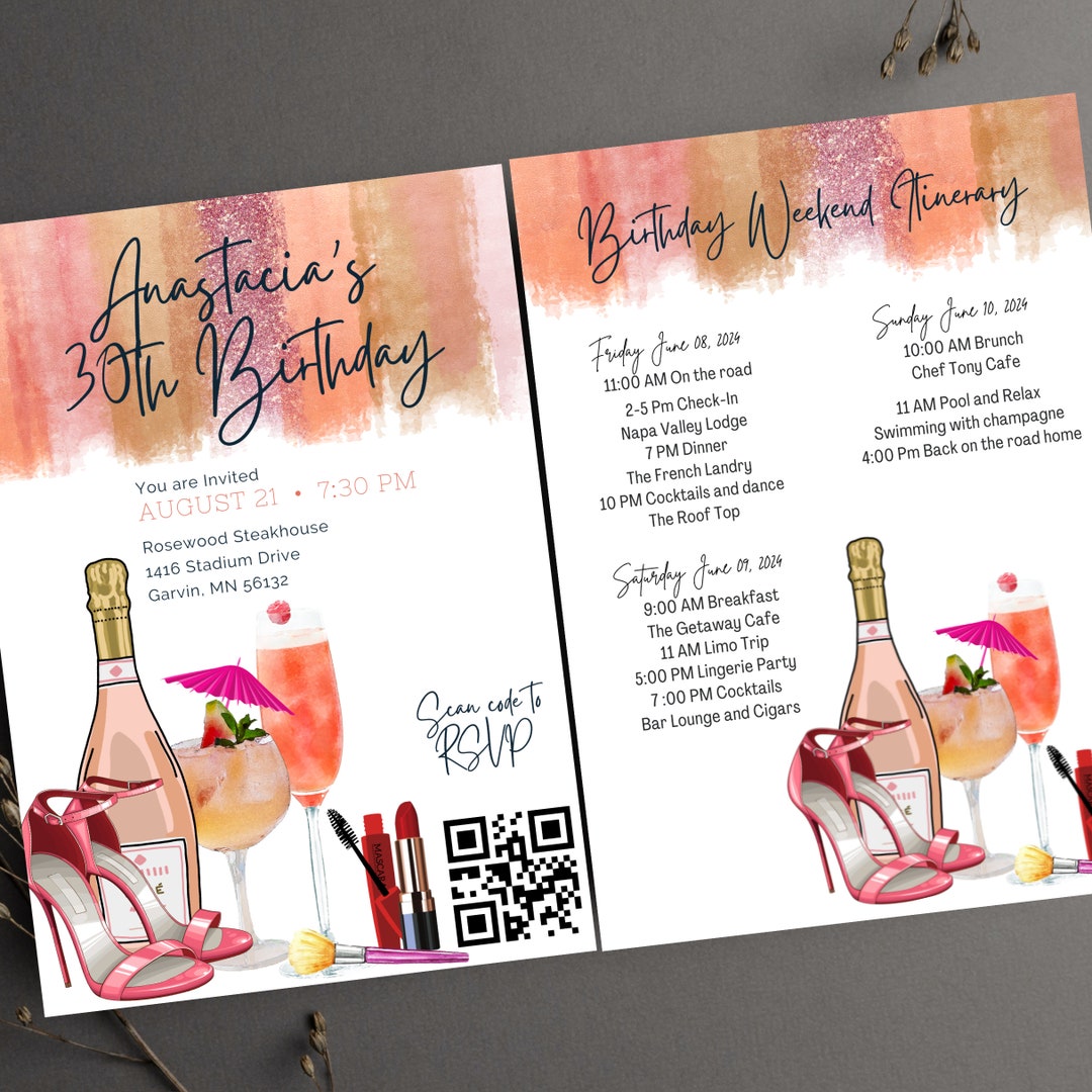 Ladies Weekend Birthday Getaway QR Code Invitation, Weekend Birthday ...