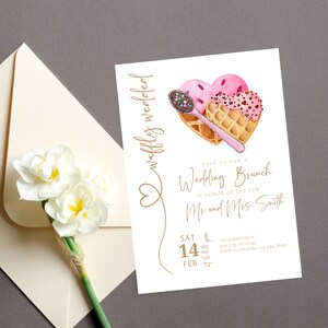 Editable Waffle Wedding Invitation Template | Valentine Brunch ...