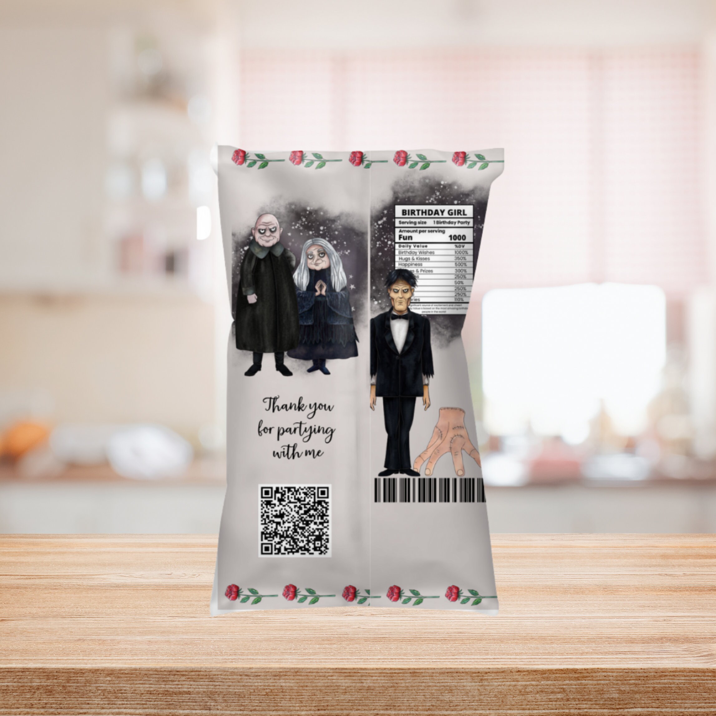 Wednesday Birthday Chip Bag Template, Wednesday Chip Label, Family ...