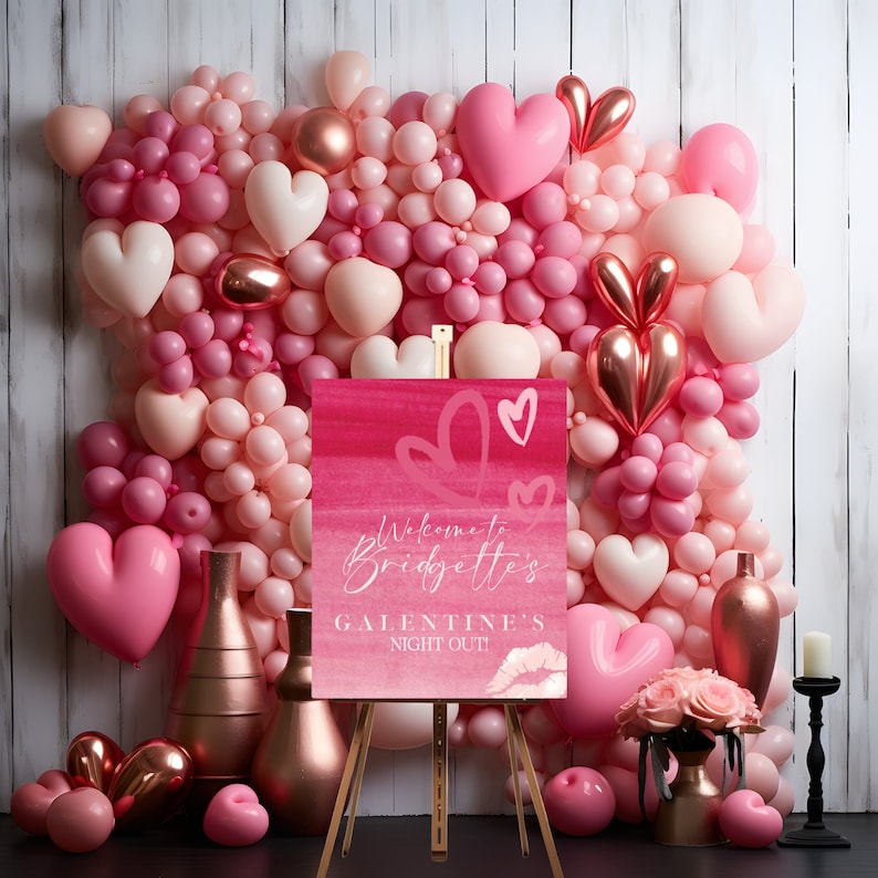 Printable Galentine's Day Welcome Sign Template With Hearts and Lips ...