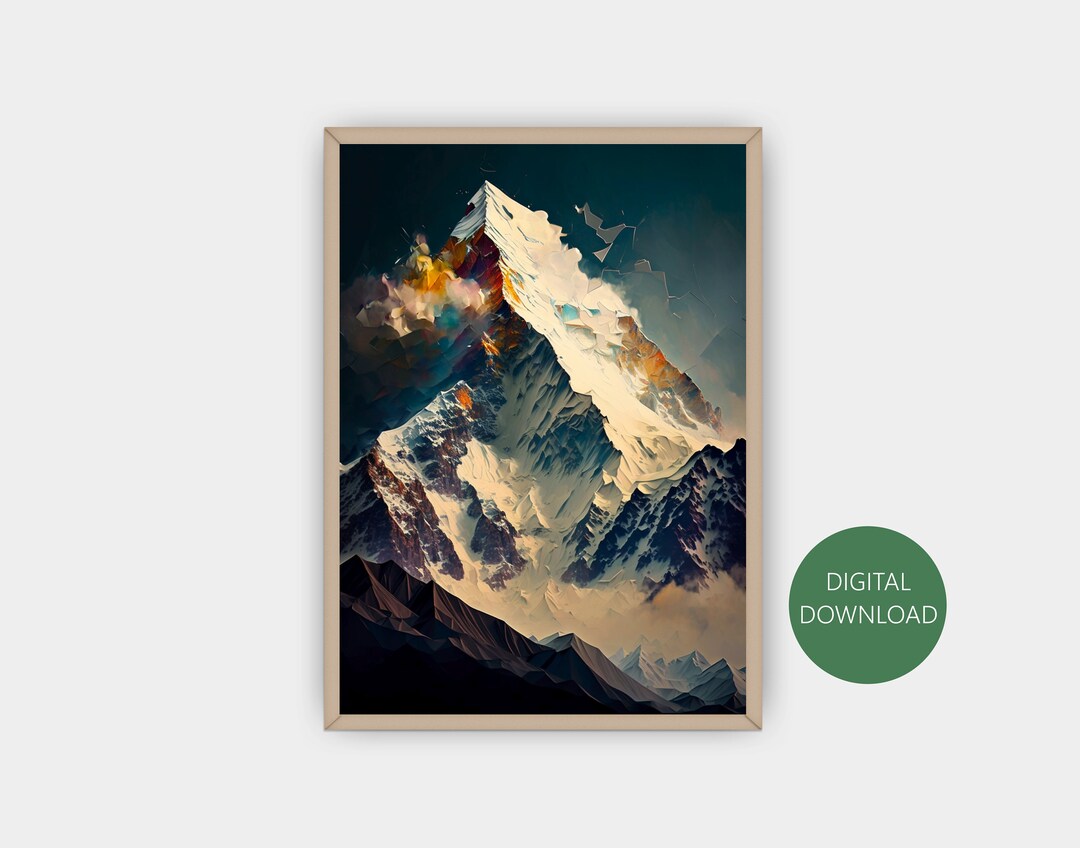 Digital Art of Mount Everest: Stunning Wall Decor Print for - Etsy