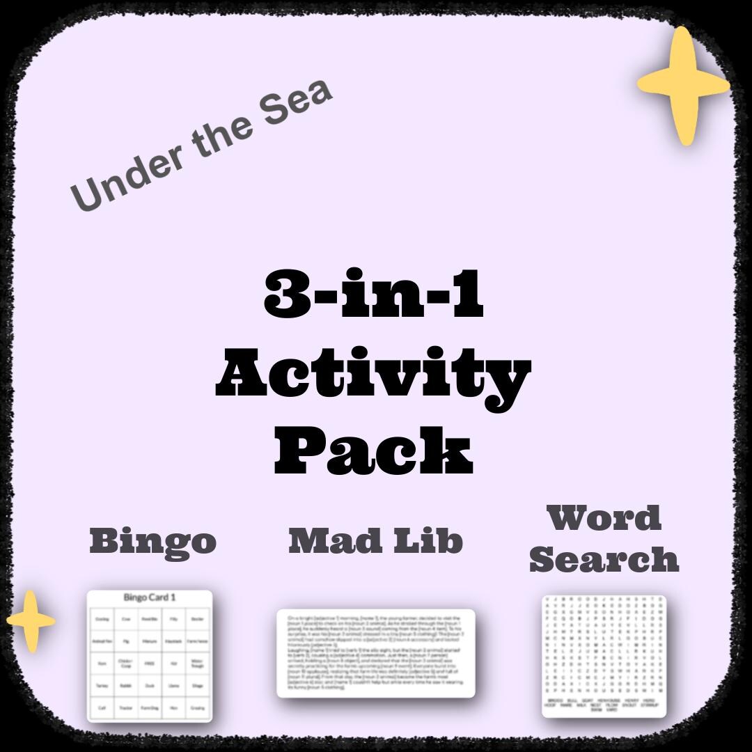 Under the Sea Activity Pack – Bingo, Word Search, Mad Libs – Digital ...