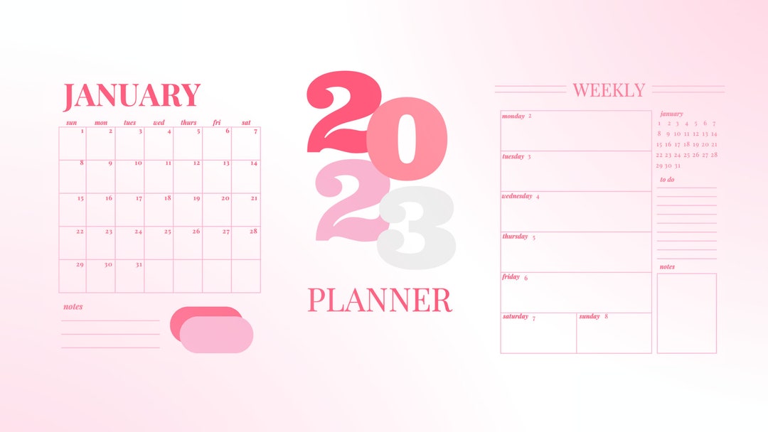 Pink Theme Basic Digital Planner 2023 - Etsy