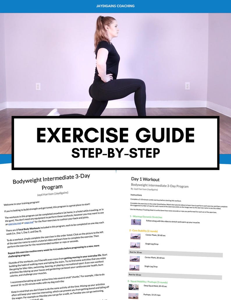 Intermediate At-home Workout Plan - Etsy
