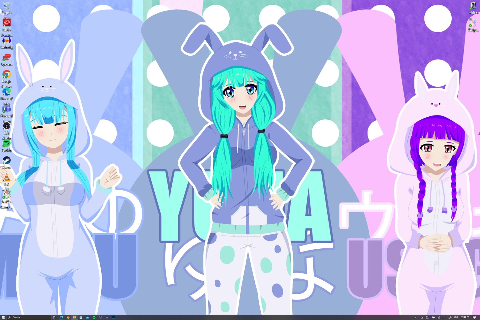 Anime Girl Bunny Desktop Wallpaper Pack 3840x2160px, 300ppi - Etsy